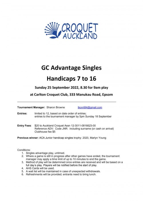 Tournament Flyers - gallery - Croquet Auckland
