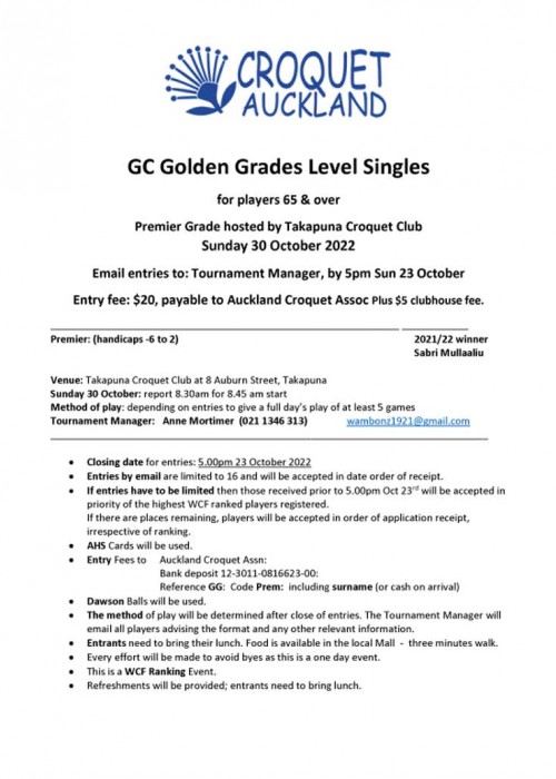 Tournament Flyers - gallery - Croquet Auckland