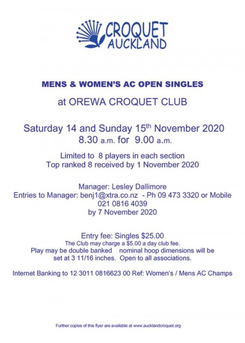Tournament Flyers - Croquet Auckland